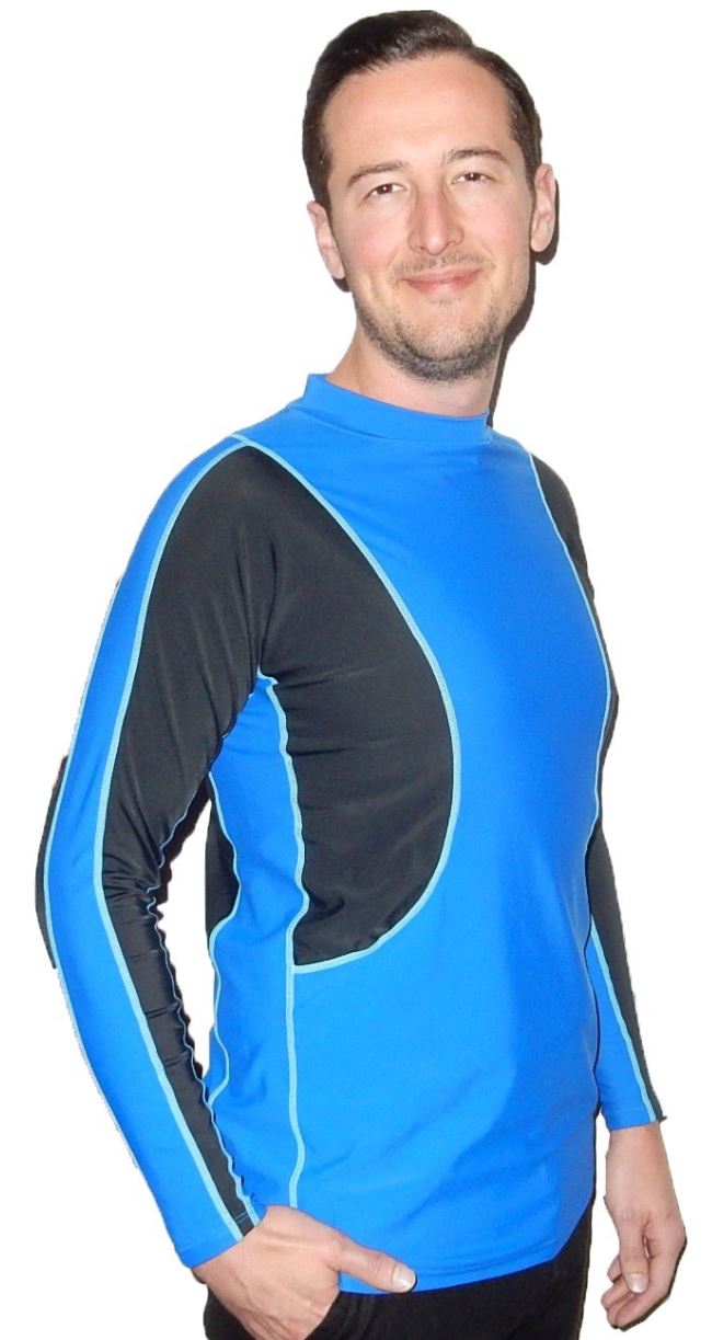 Royal Blue Black Panel Long Sleeve Rashie – Radicool Australia